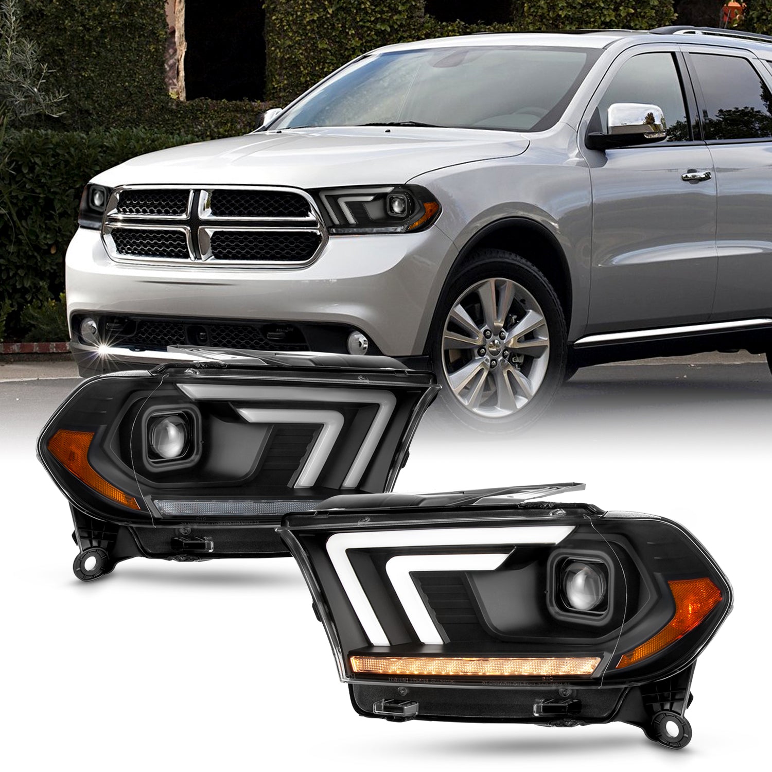 AKKON - Fit 2011 2012 2013 Dodge Durango [HID Type] Projector Black He