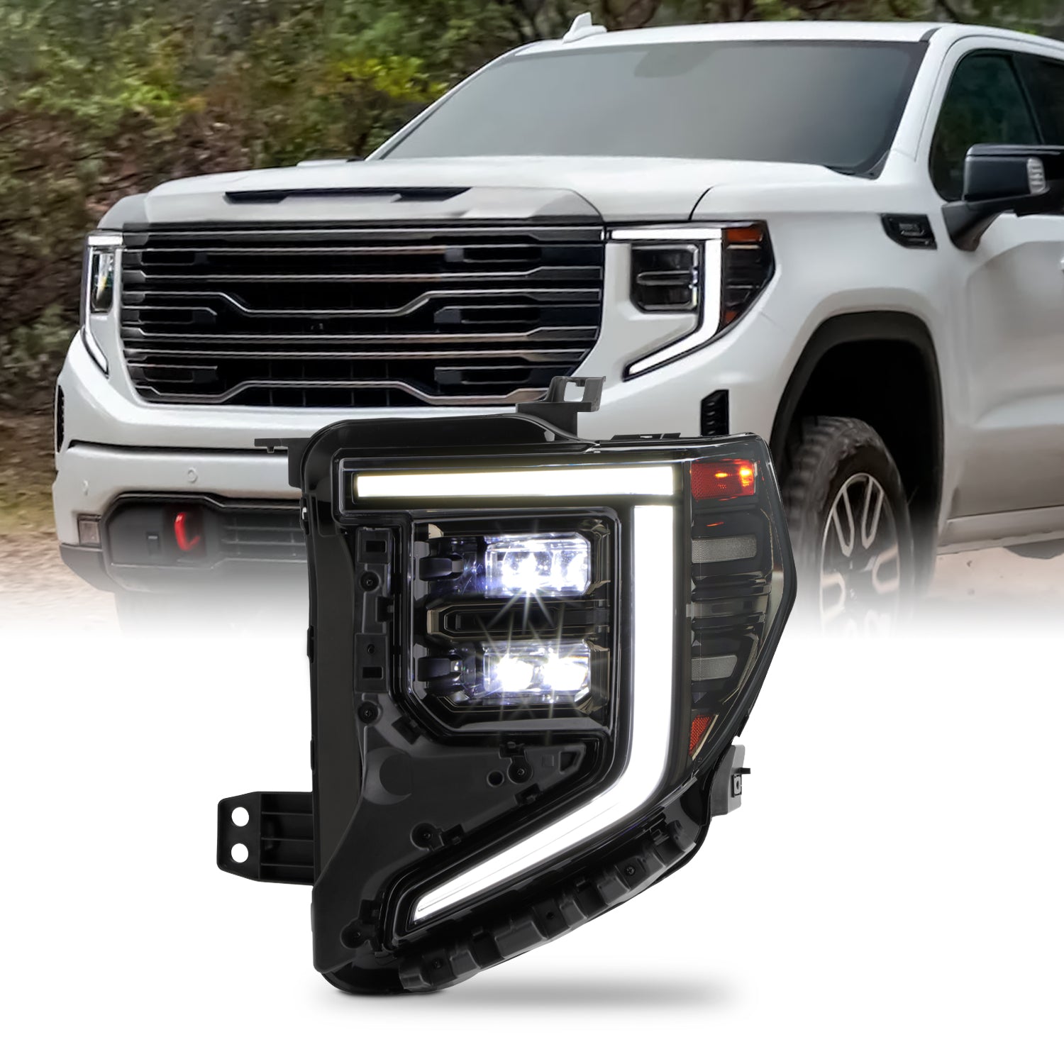 AKKON - Fit 2022 2023 2024 GMC Sierra 1500 22-24 AT4 Full LED DRL Turn