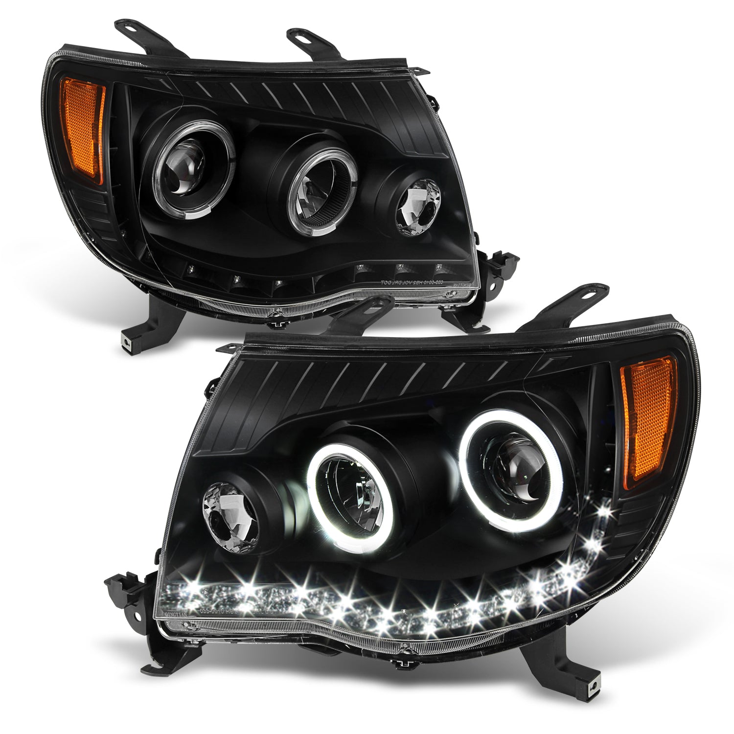 AKKON - For 2005-2011 Toyota Tacoma Black Bezel Dual Halo Ring DRL Day